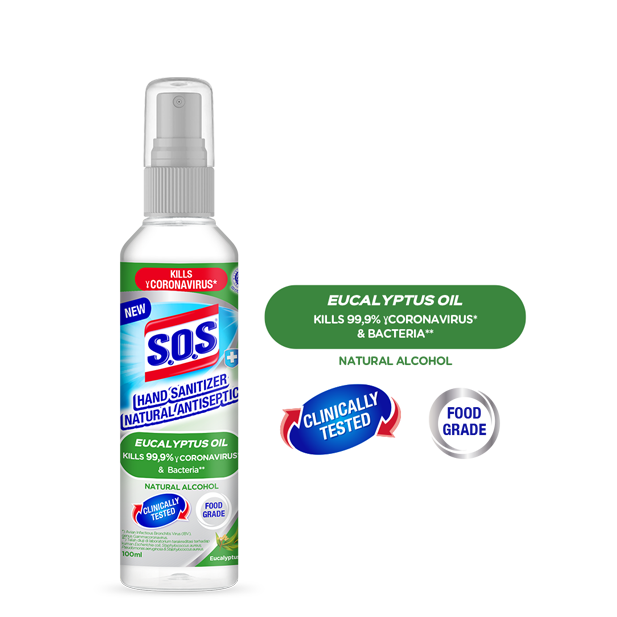 SOS Antibacterial Antiseptic Wipes Eucalyptus